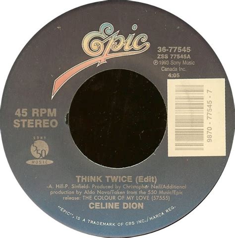 Celine Dion Think Twice Vinyl Discogs