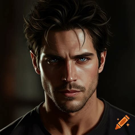 Portrait Of A Man With Dark Hair And Striking Blue Eyes On Craiyon