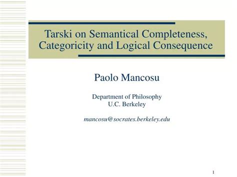 Ppt Tarski On Semantical Completeness Categoricity And Logical Ppt Tarski On Semantical Completeness Categoricity And Logical