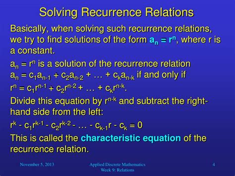 Ppt Solving Recurrence Relations Powerpoint Presentation Free