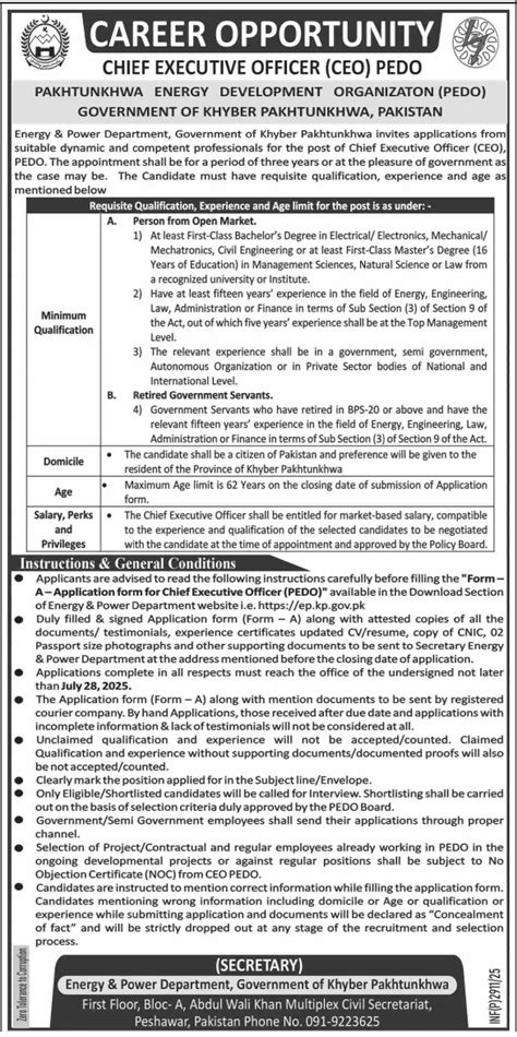 How To Apply For Pakhtunkhwa Energy Development Organization Pedo Jobs