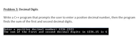 Solved Problem Decimal Digits Write A C Program That Chegg