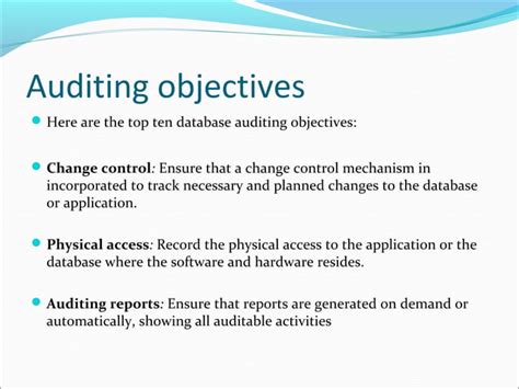 database auditing models ppt