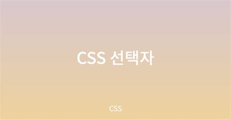 Css Css 선택자