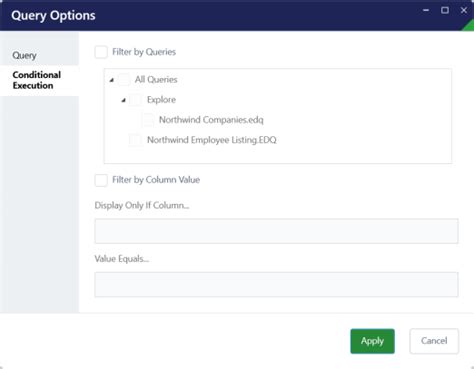 Conditional Execution Panel Spreadsheet Server V25