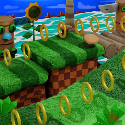 Green Hill Zone 3d Blender Png By Grislee21 On Deviantart