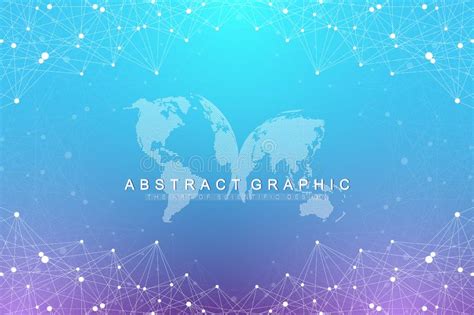 Technology Abstract Background With Connected Line And Dots Big Data Visualization Stock Vector