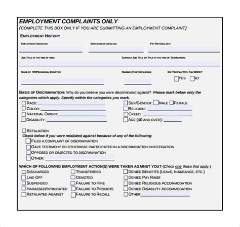 Free 7 Sample Eeoc Complaint Forms In Pdf Ms Word