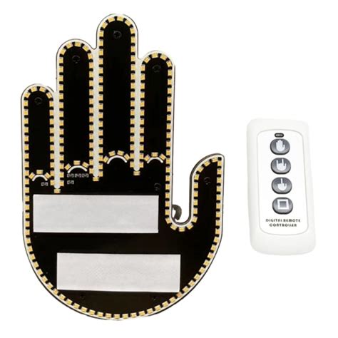 Fjärrkontroll Bilfingerljus 3 Gester Bil Bakfönster Led Skyltljus Bil Led Skylt Hand Gest Ljus