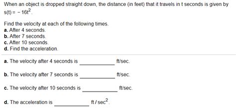 Solved When An Object Is Dropped Straight Down The Distance