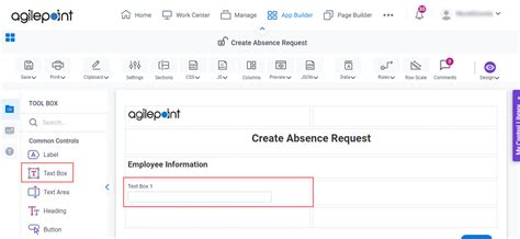 Example Create An Eform To Start The Process Create Absence Request