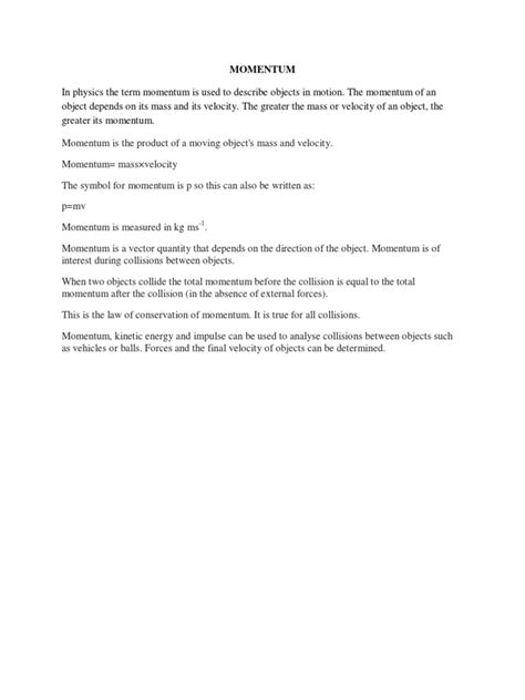 Understanding Momentum A Comprehensive Explanation Of Momentum Its