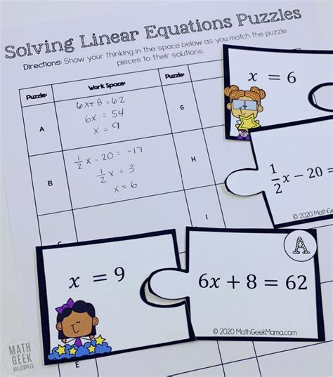 Solving Equations Puzzle Tessshebaylo