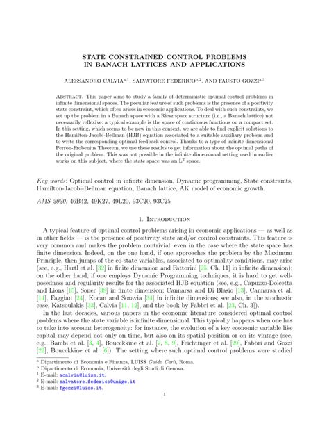 Pdf State Constrained Control Problems In Banach Lattices And Applications