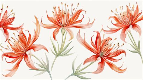 Premium Photo Seamless Pattern Of Spider Lily Flower On White Background Spider Lily Flower