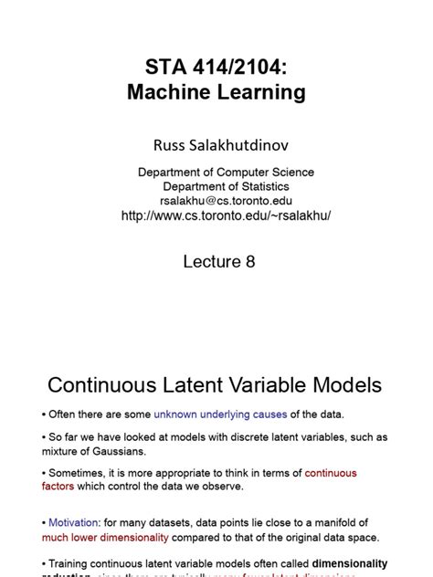 Lecture8 2015 Pdf Principal Component Analysis Algorithms
