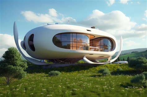 미래형 주택 디자인 야외 Ai 생성기 프리미엄 사진