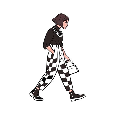 Chic Trendy Checkered Pants Fashion Model Create 57616537 Vector Art At Vecteezy