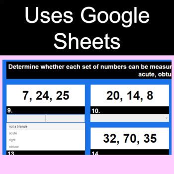 The Pythagorean Theorem Digital Self Checking Activity On Google Sheets