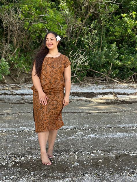 Vailoa Midi Dress Td138 Brown Nz