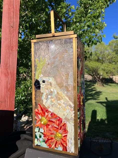 Stained Glass Macaws And Parrots Lantern Mosaic Large Etsy