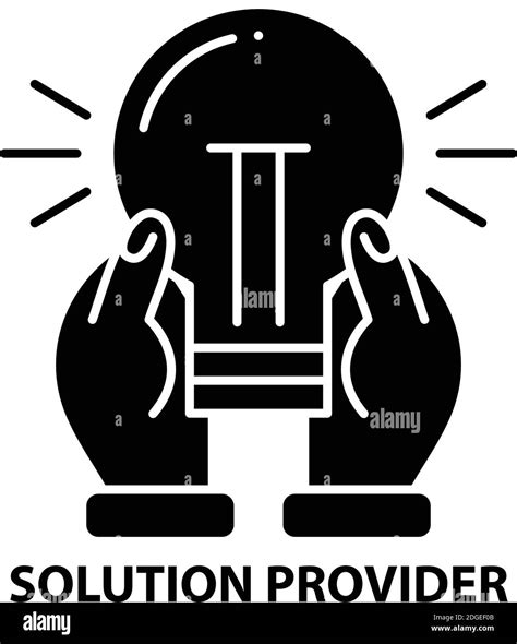 Solution Provider Icon Black Vector Sign With Editable Strokes Concept Illustration Stock