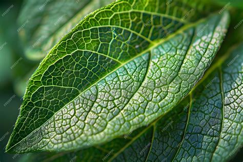 Closeup Of Intricate Green Leaves Showcasing Natures Textures And Patterns Premium Ai