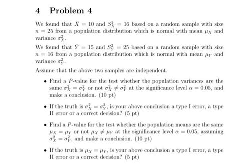 solved 4 problem 4 we found that x 10 and sx 16 based on