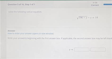 Solved Question 5 ﻿of 16 ﻿step 1 ﻿of 1316correctsolve The