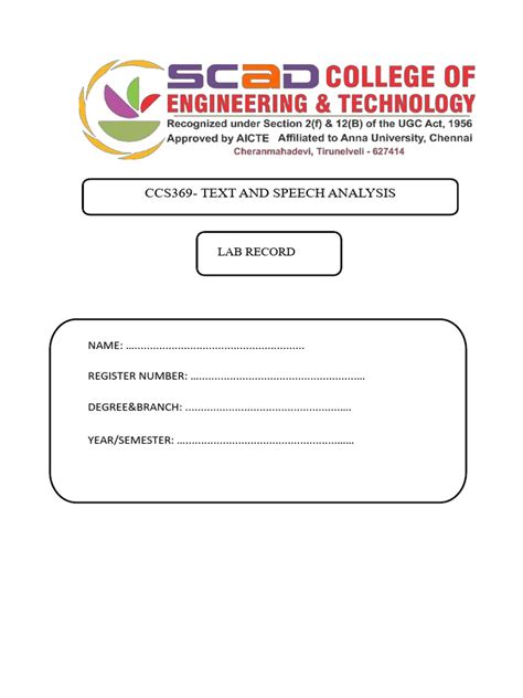 Ccs369 Text And Speech Analysis Pdf Speech Recognition Regular