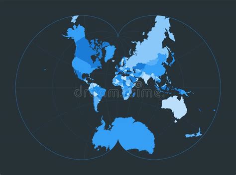 World Map August`s Epicycloidal Conformal Stock Vector Illustration