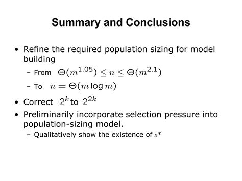 Population Sizing For Entropy Based Model Buliding In Genetic Algorithms Ppt