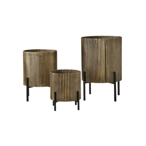 Libra Interiors Set Of 3 Corrugated Table Planters Olivias