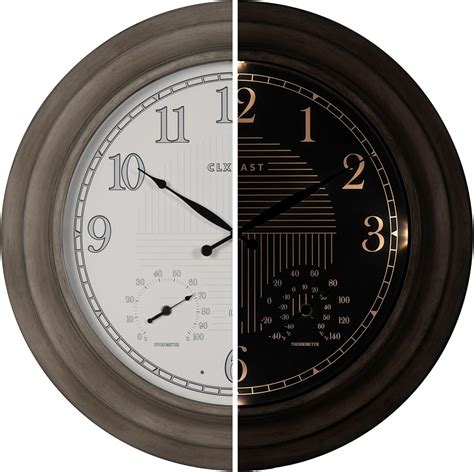 Clxeast 24 Inch Self Illuminated Inoutdoor Atomic Wall Clock With