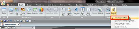 Insert Audio Sound In Powerpoint 2007 For Windows