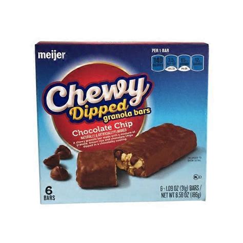 Meijer Chocolate Chip Flavored Chewy Dipped Granola Bars 656 Oz