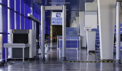 Security Checkpoint With Scanner Machines Are Scanning Luggages Stock