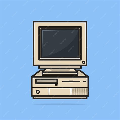 Premium Vector Front View Of A Realistic Computer Monitor With Cpu Vector Illustration