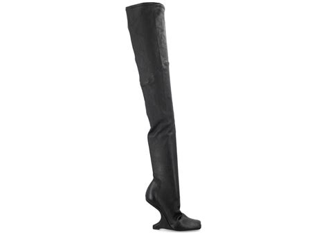 Rick Owens Luxor Cantilever Curved Heel Thigh High Boot Black Womens Rp02c1801 09 Us