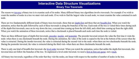 Interactive Data Structure Visualizations Binary Tree Traversals