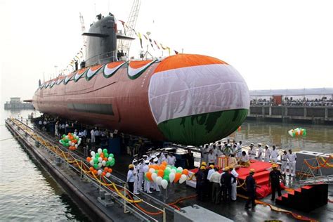 Scorpene Class Submarine Kalvari Set Afloat At Naval Dockyard Mumbai