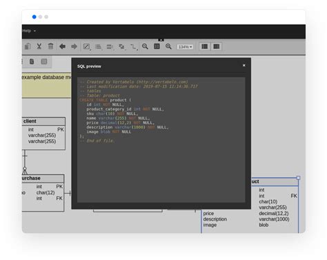 features vertabelo database modeler