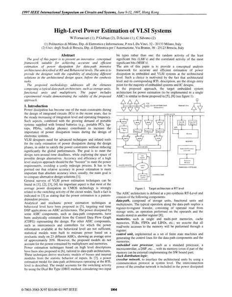 Pdf High Level Power Estimation Of Vlsi Systems