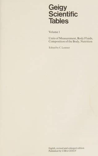 Geigy Scientific Tables By C Lentner Open Library