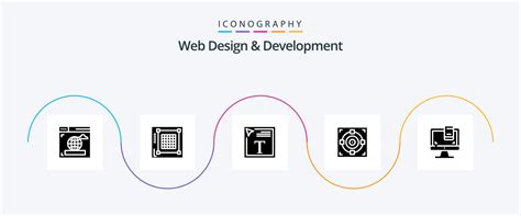 web design and development glyph 5 icon pack including achievement