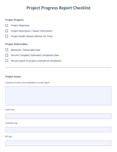 Project Status Report Checklist Examples To Download