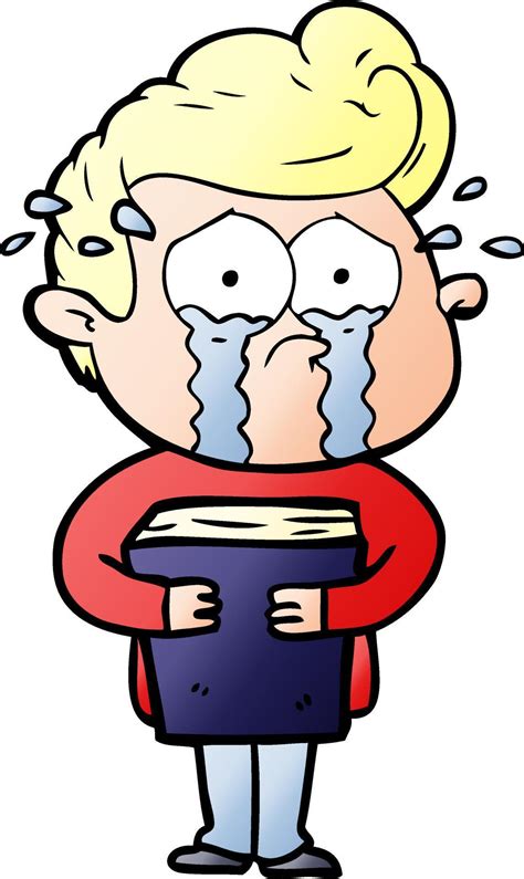 Cartoon Crying Man Holding Book 12448167 Vector Art At Vecteezy