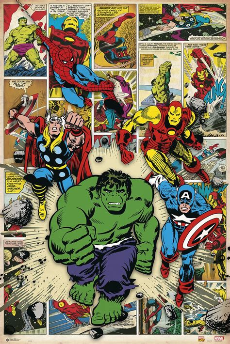 Marvel Comic Here Come The Heroes Poster Print 24 X 36 Marvel