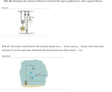 solved f12 40 determine the velocity of block a if end b of