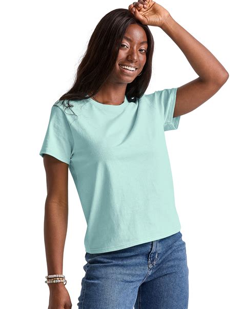 Hanes T Shirt Short Sleeve Tee Essentials Womens Midweight Crewneck 100